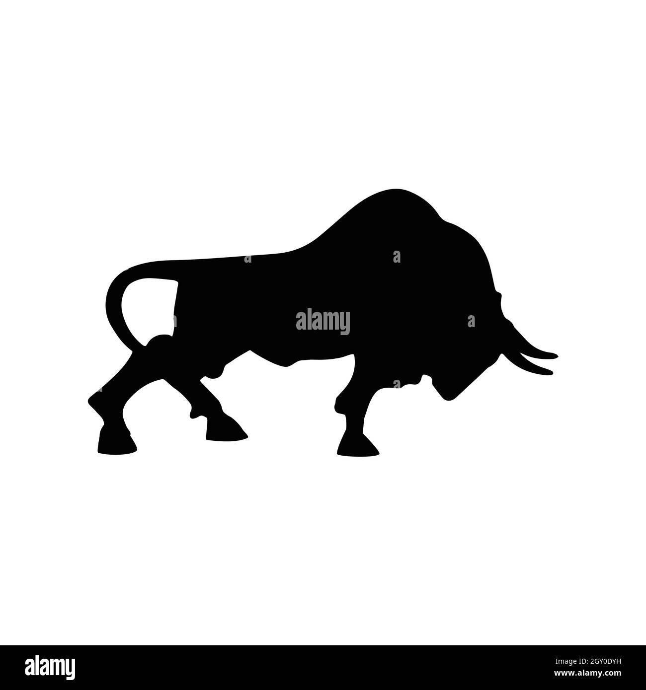 Black vector bull silhouette isolated on white background Stock Vector ...
