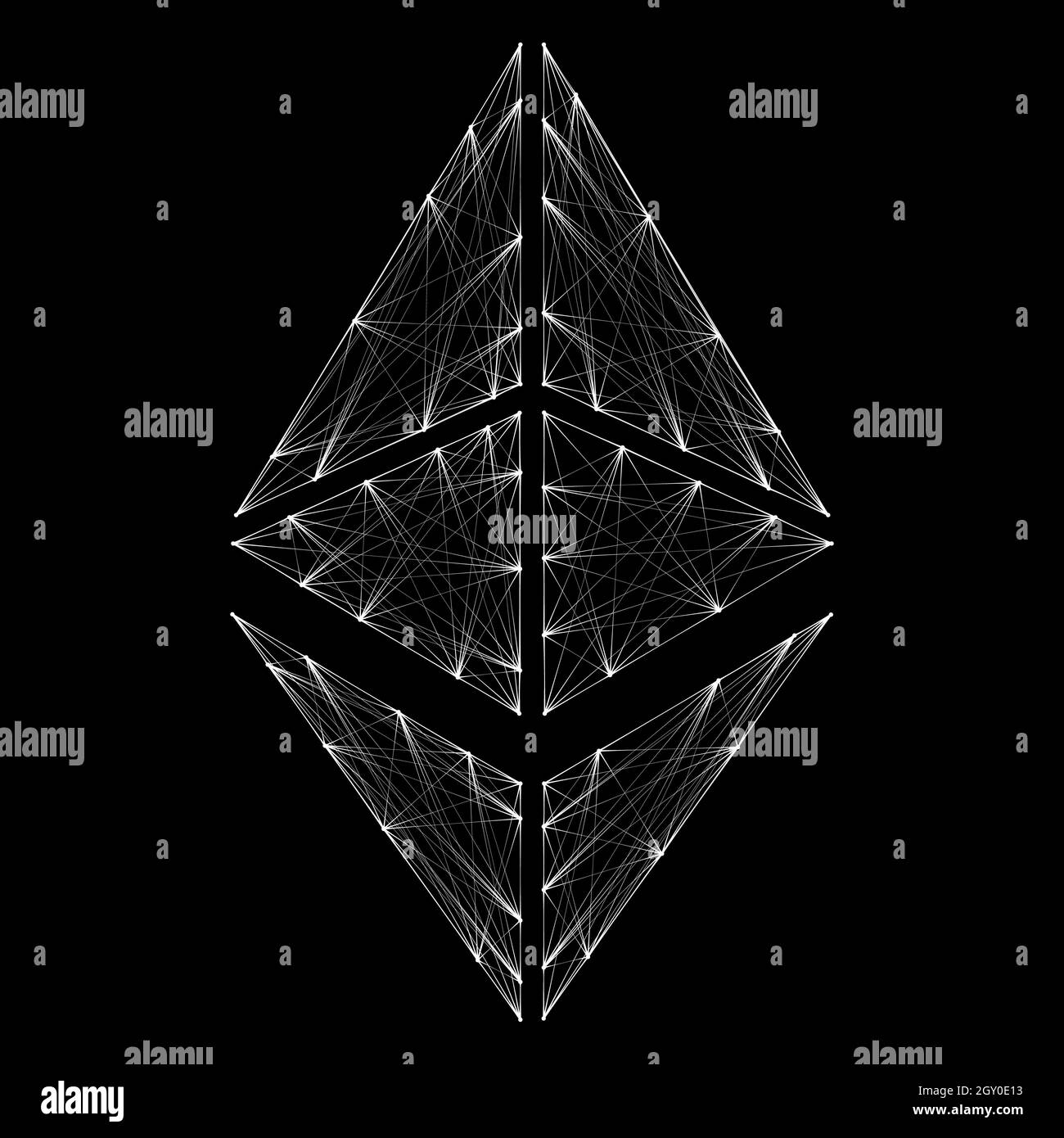 Ethereum ETH cryptocurrency token symbol, linear polygonal white coin ...