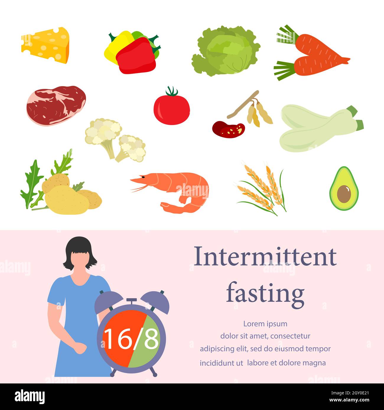 Vector illustration Nutrition Consultant explains Intermittent Fasting ...