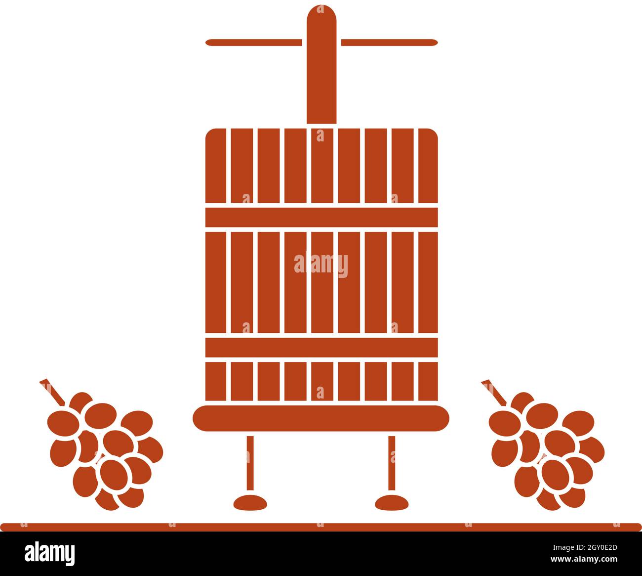Vector illustration Winemaking Process. Press for wringing Grape ...
