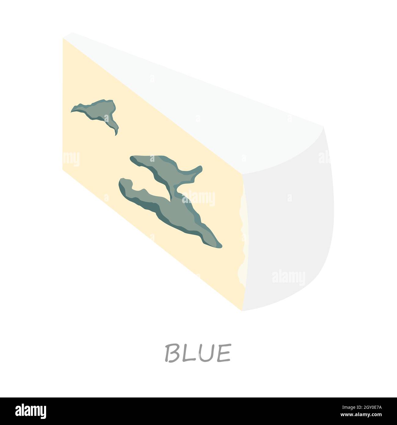 Blue cheese wedge with mold isolated on white background. Isometric ...