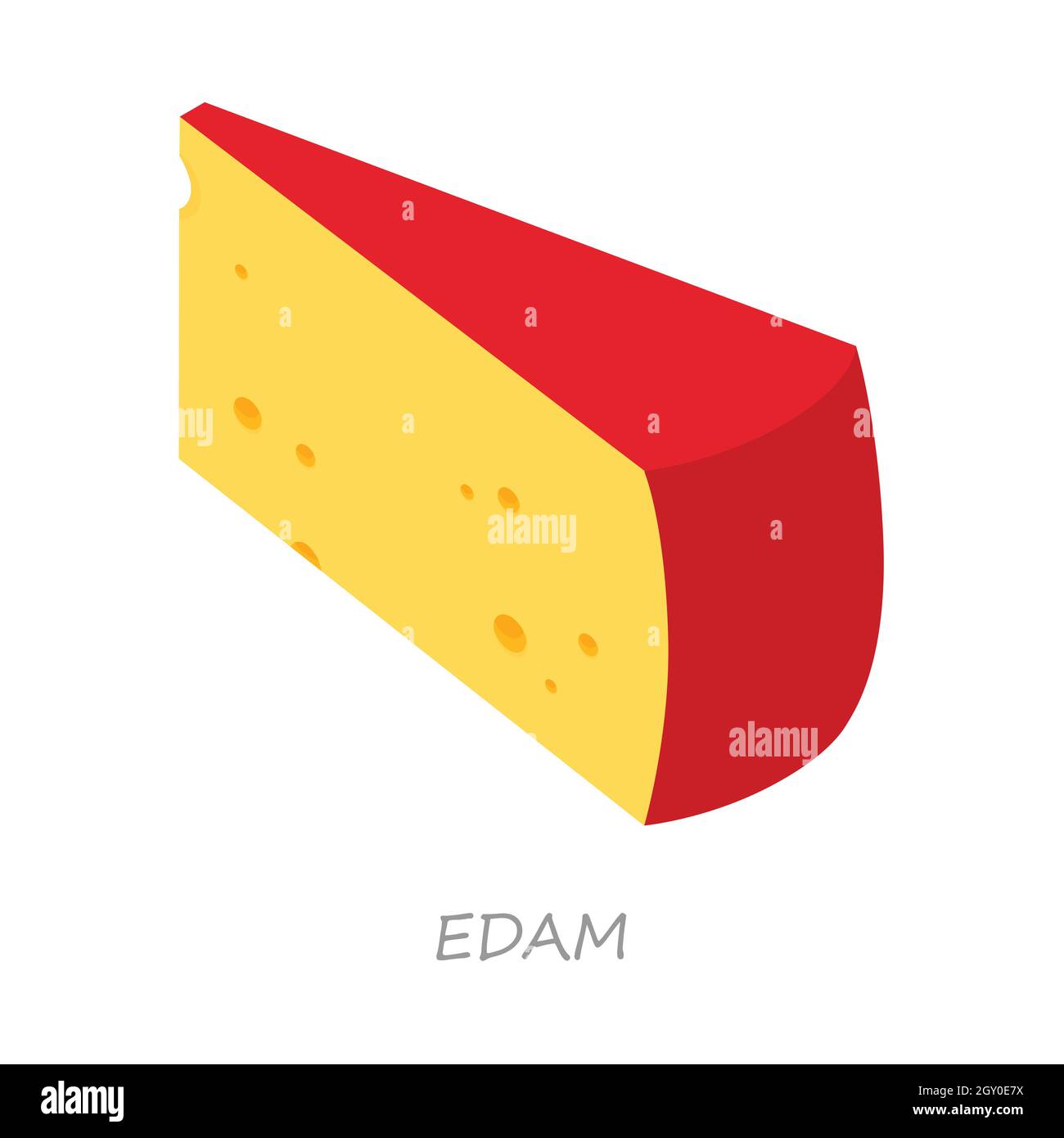 Edam cheese wedge isolated on white background. Isometric view. Vector ...