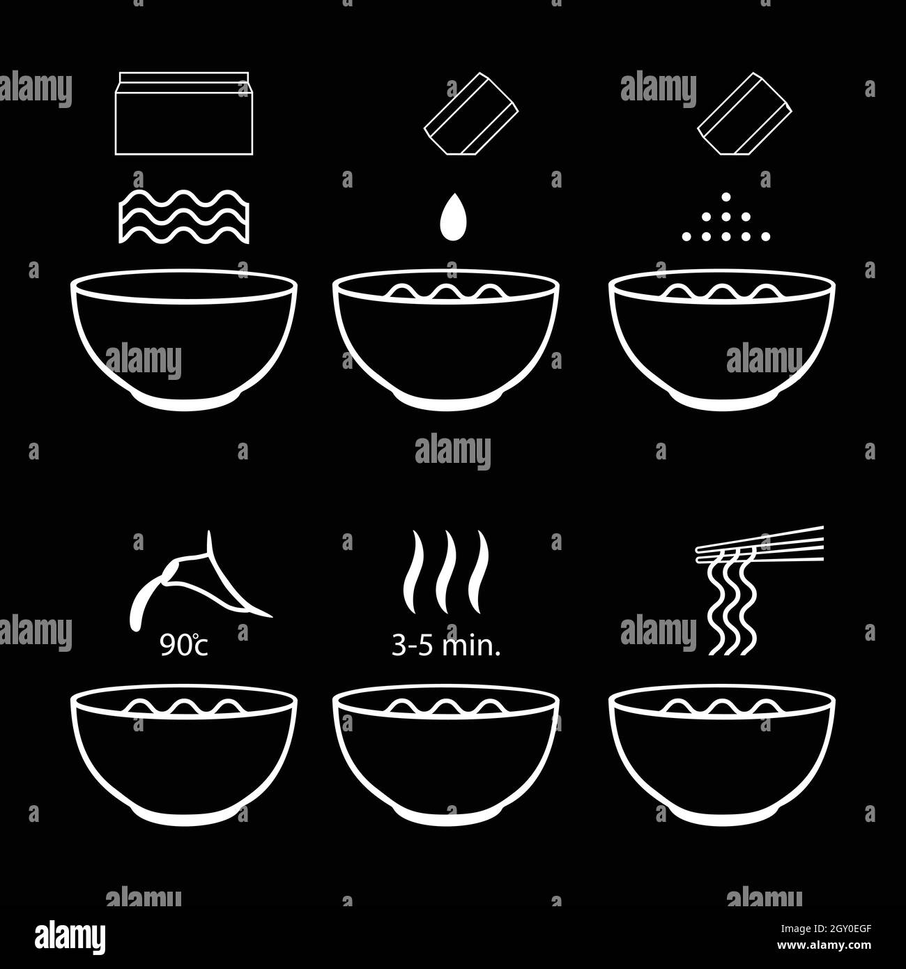 Making instant noodle, step by step how to make noodle. Vector Stock ...