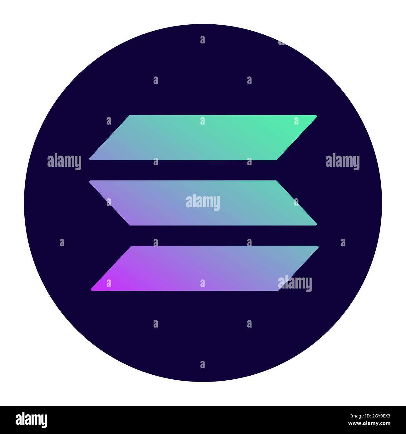 Solana SOL token symbol cryptocurrency logo in circle, coin icon ...