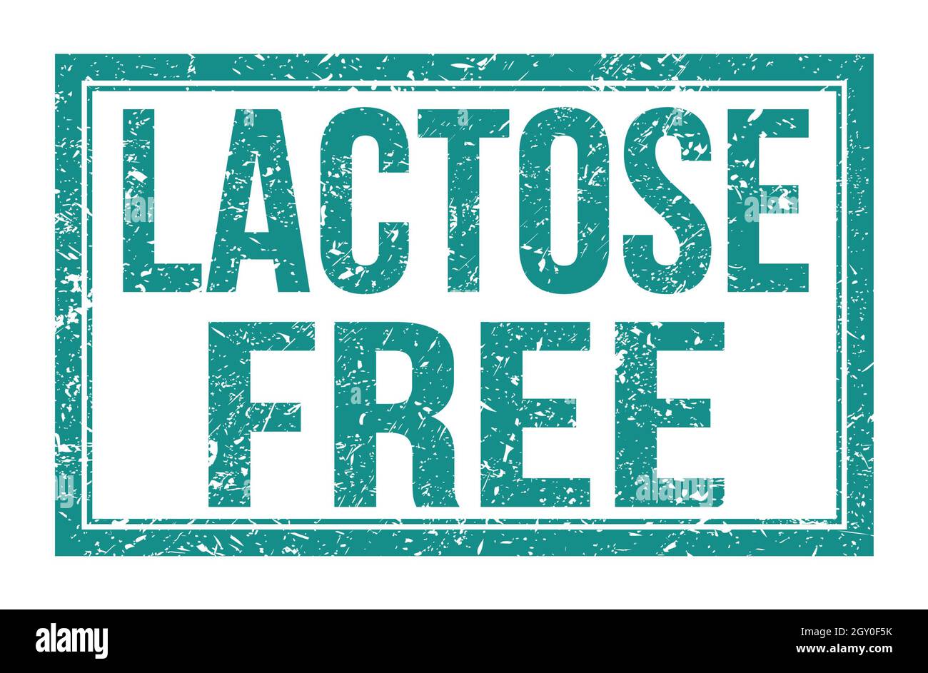 LACTOSE FREE, words written on blue rectangle stamp sign Stock Photo ...