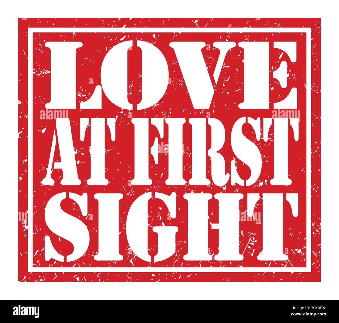 LOVE AT FIRST SIGHT, words written on red stamp sign Stock Photo - Alamy