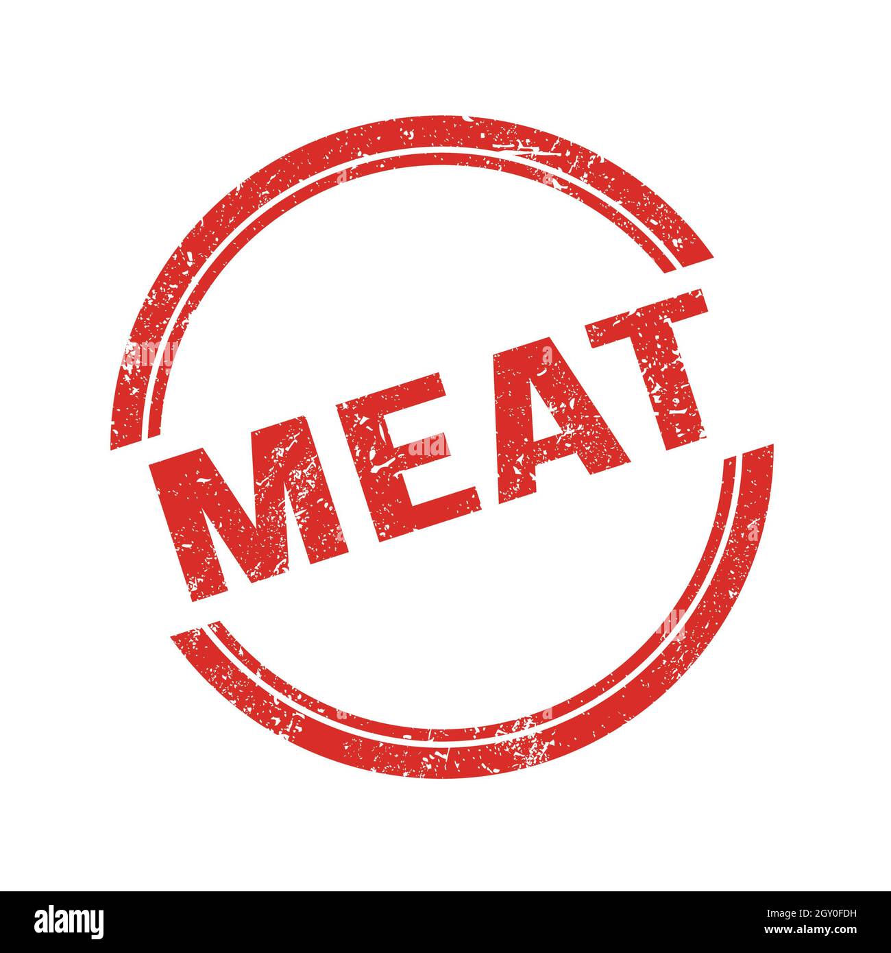 MEAT text written on red grungy vintage round stamp Stock Photo - Alamy