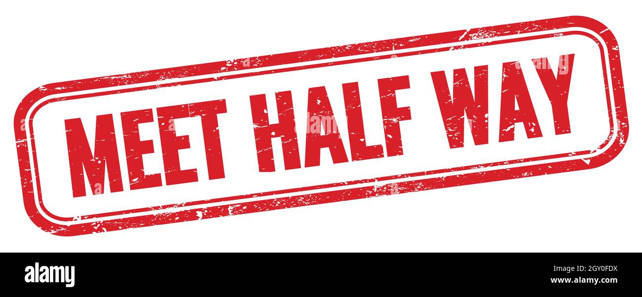 MEET HALF WAY text on red grungy vintage rectangle stamp Stock Photo ...