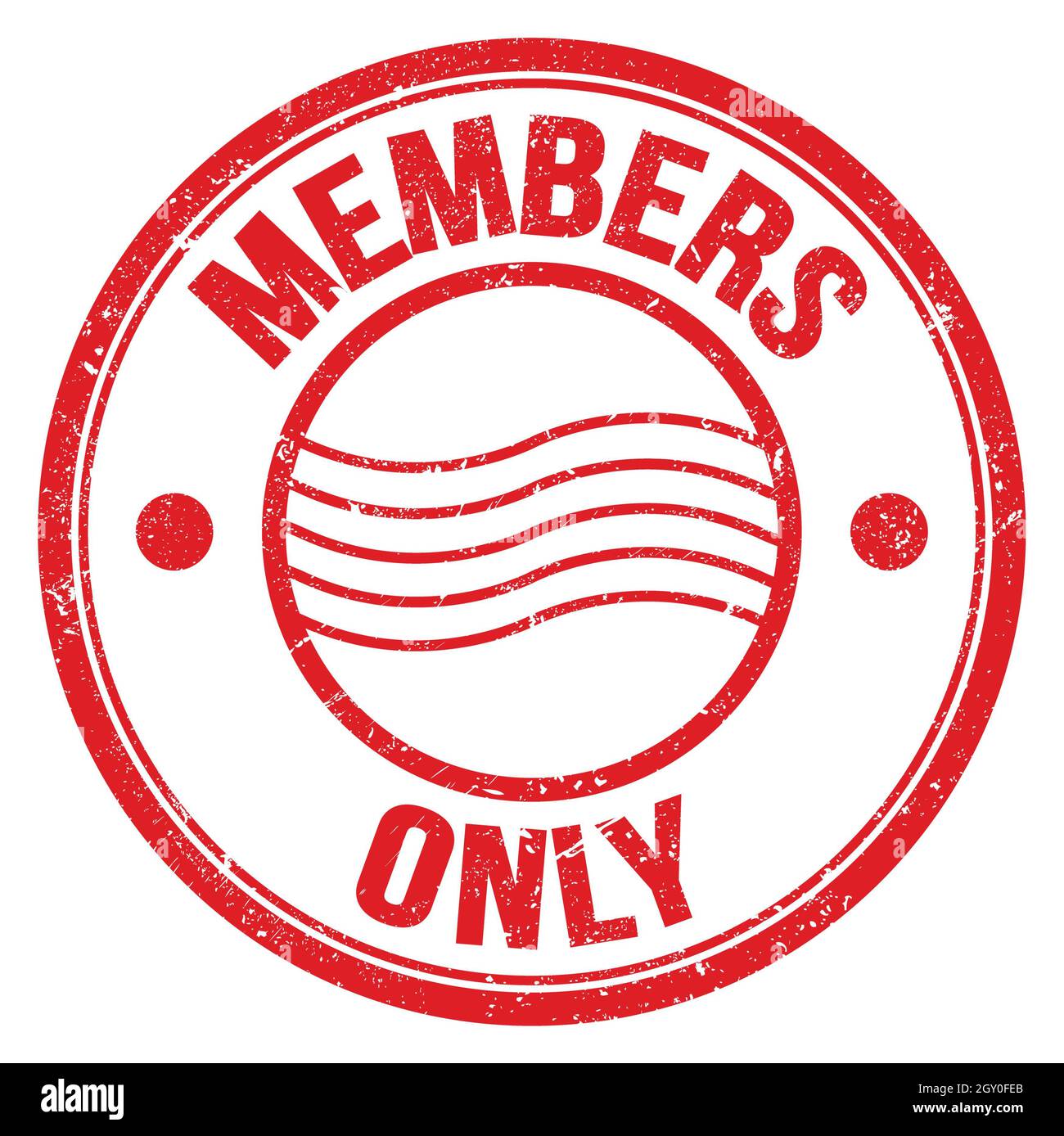 MEMBERS ONLY text written on red round postal stamp sign Stock Photo ...