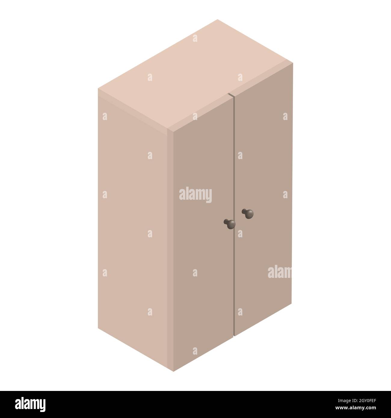 Isometric wardrobe with doors. Wooden floor cabinet. Indoor furniture ...