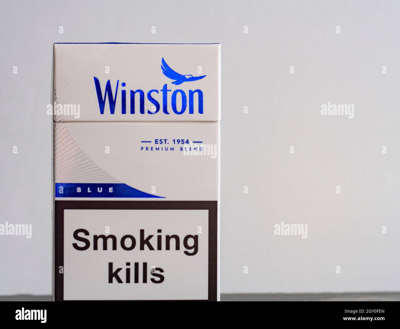In this photo illustration, a pack of Vinston Blue Cigarettes, made by ...