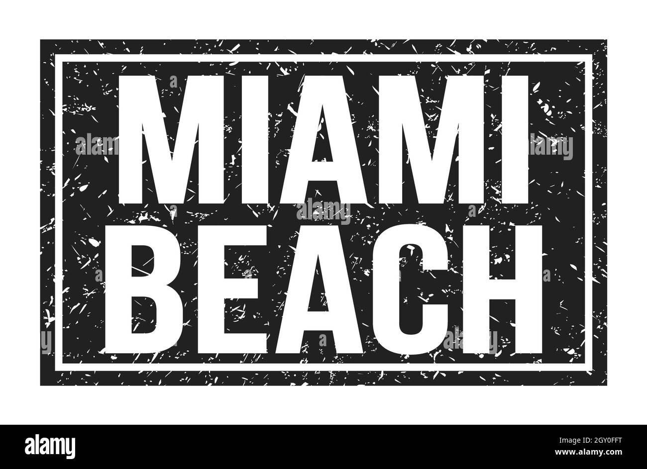 MIAMI BEACH, words written on black rectangle stamp sign Stock Photo ...