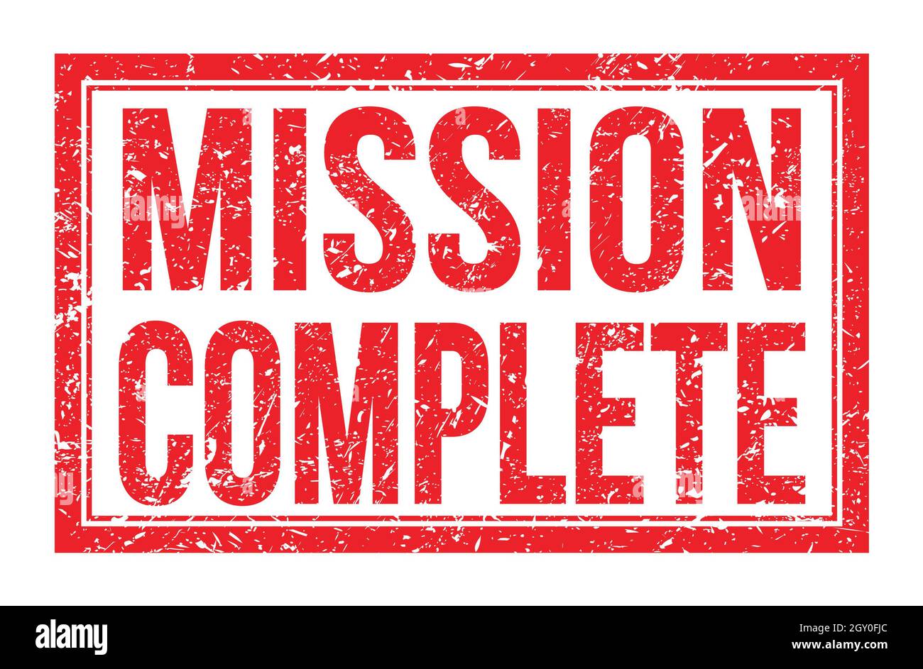 MISSION COMPLETE, words written on red rectangle stamp sign Stock Photo ...