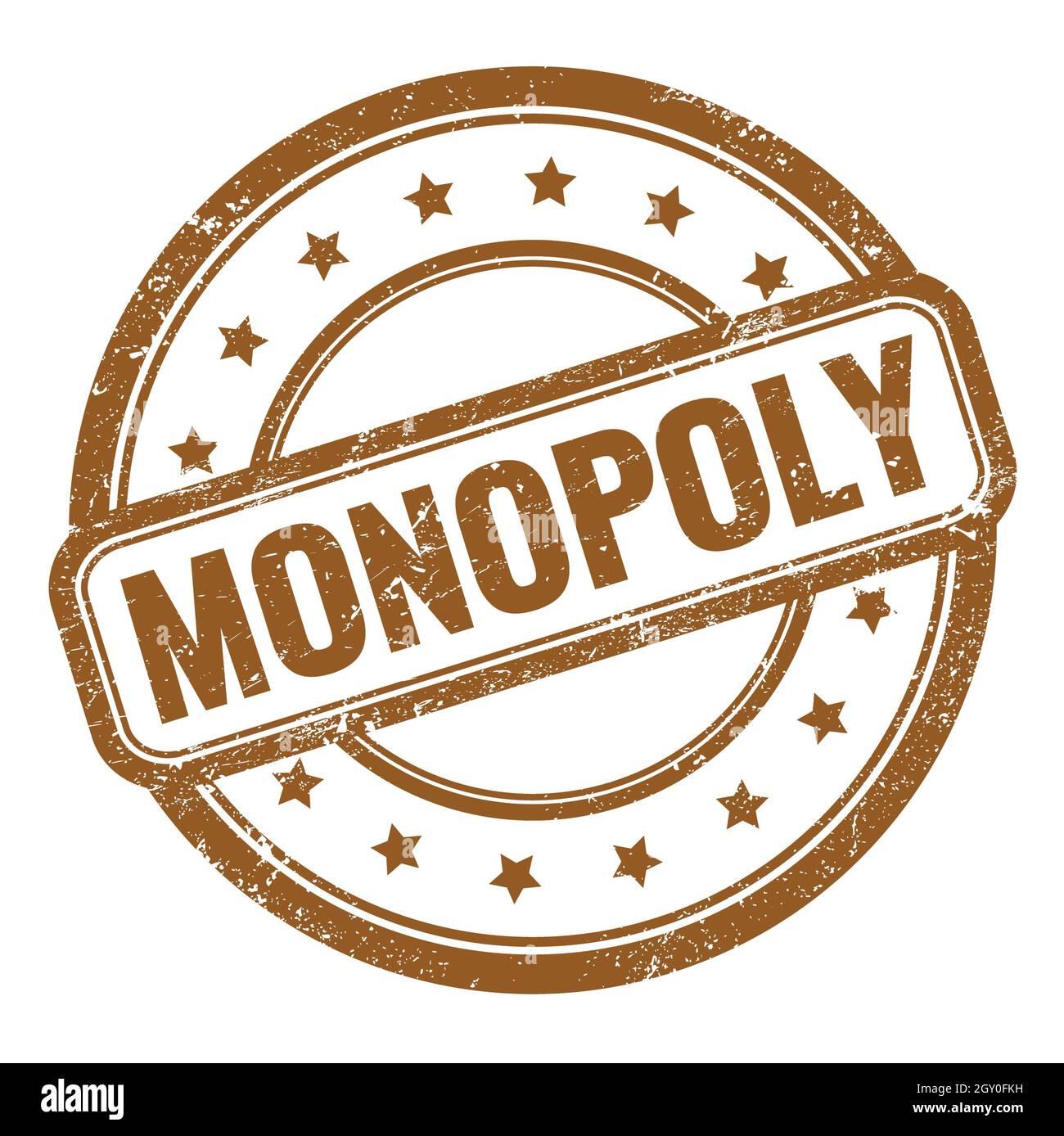 MONOPOLY text on brown grungy vintage round rubber stamp Stock Photo ...