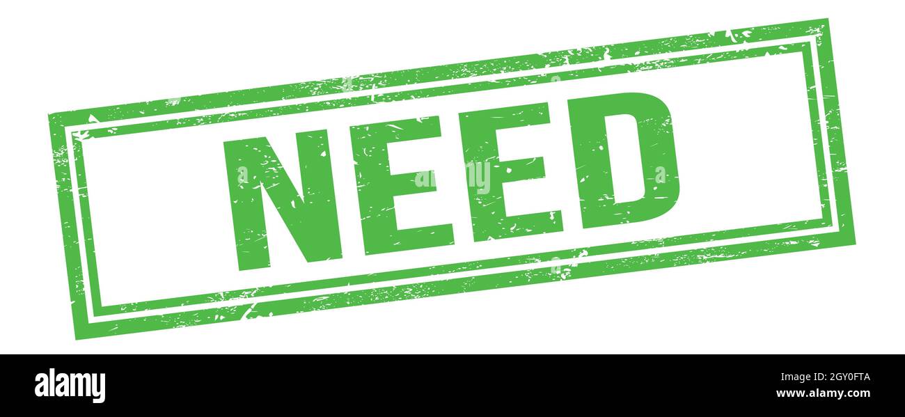 NEED text on green grungy vintage rectangle stamp Stock Photo - Alamy