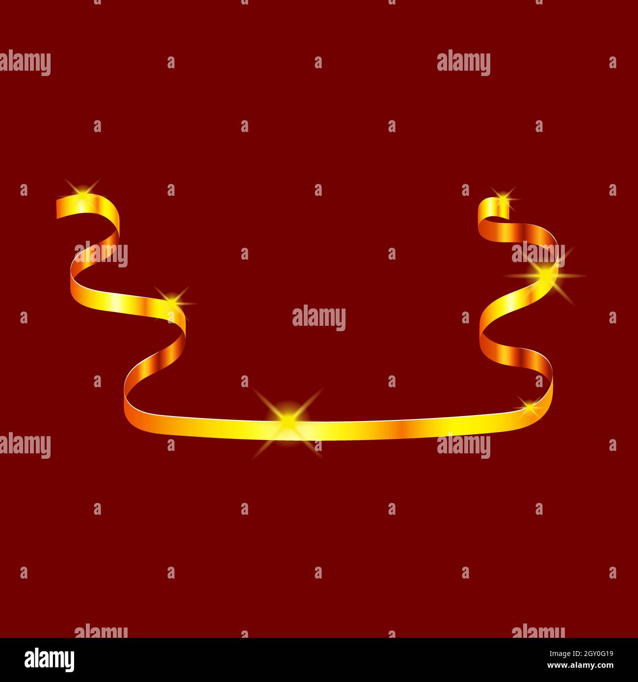 Gold ribbon with shining stars. For the design of banners, cards and ...