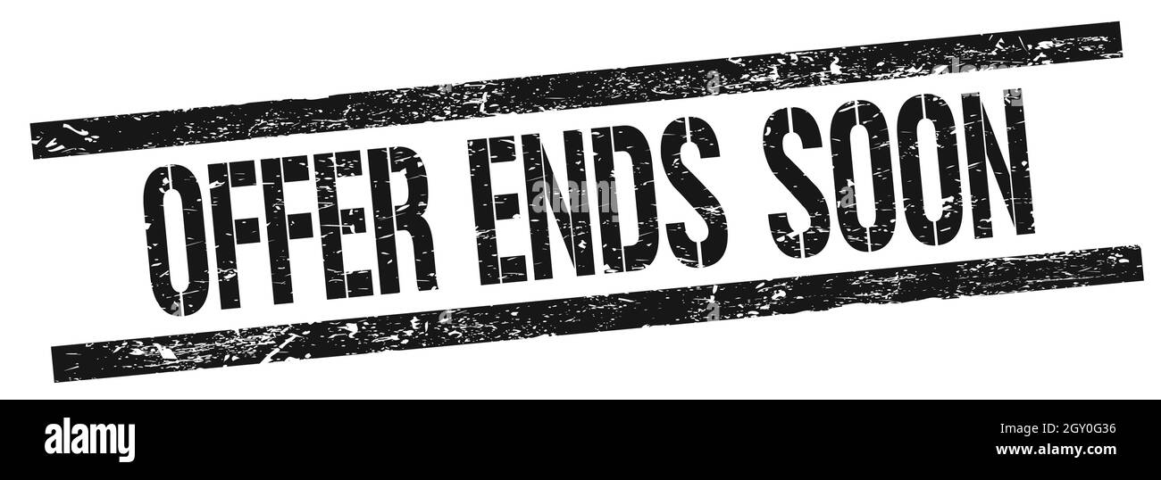 OFFER ENDS SOON text on black grungy rectangle stamp sign Stock Photo ...
