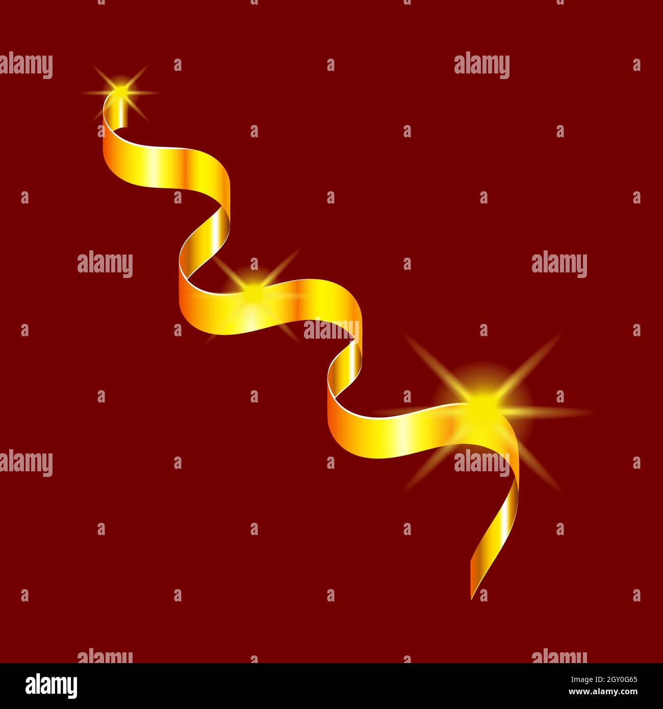 Spiral golden ribbon with shining stars. For the design of banners ...
