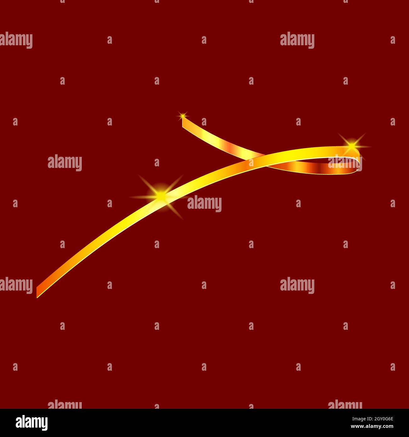 Golden swirling ribbon with shining stars. For the design of banners ...