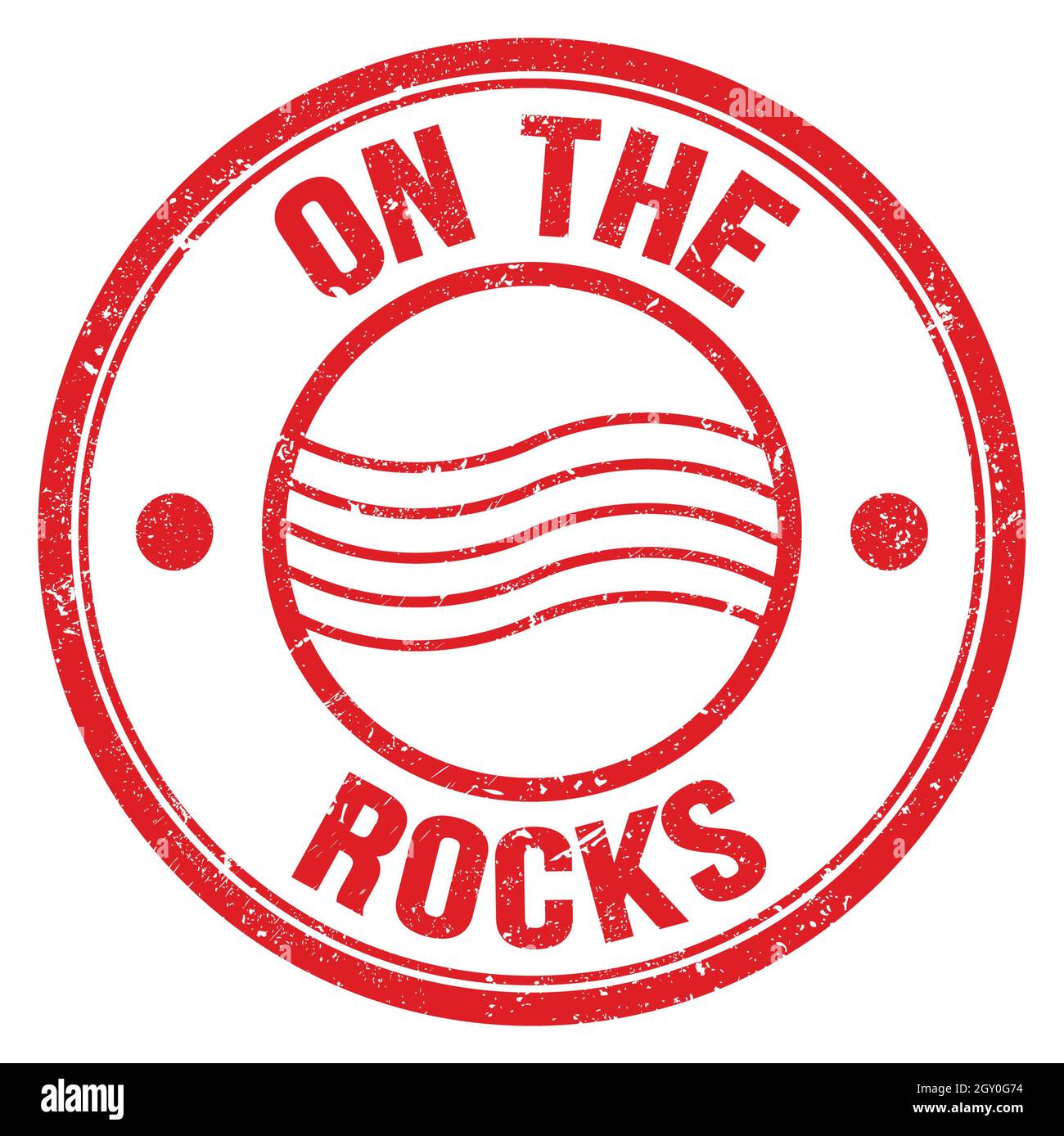 ON THE ROCKS text written on red round postal stamp sign Stock Photo ...