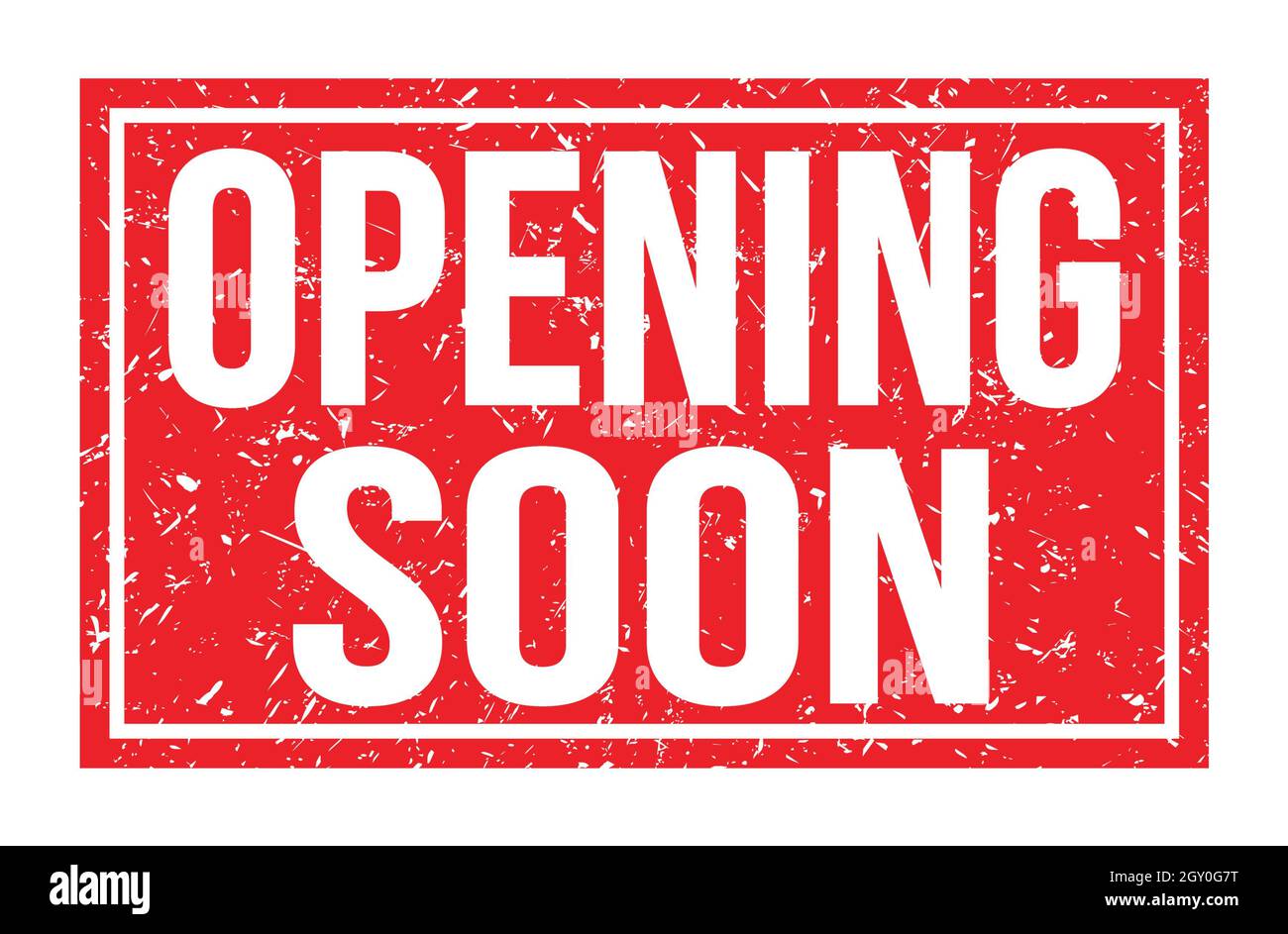 OPENING SOON, words written on red rectangle stamp sign Stock Photo - Alamy