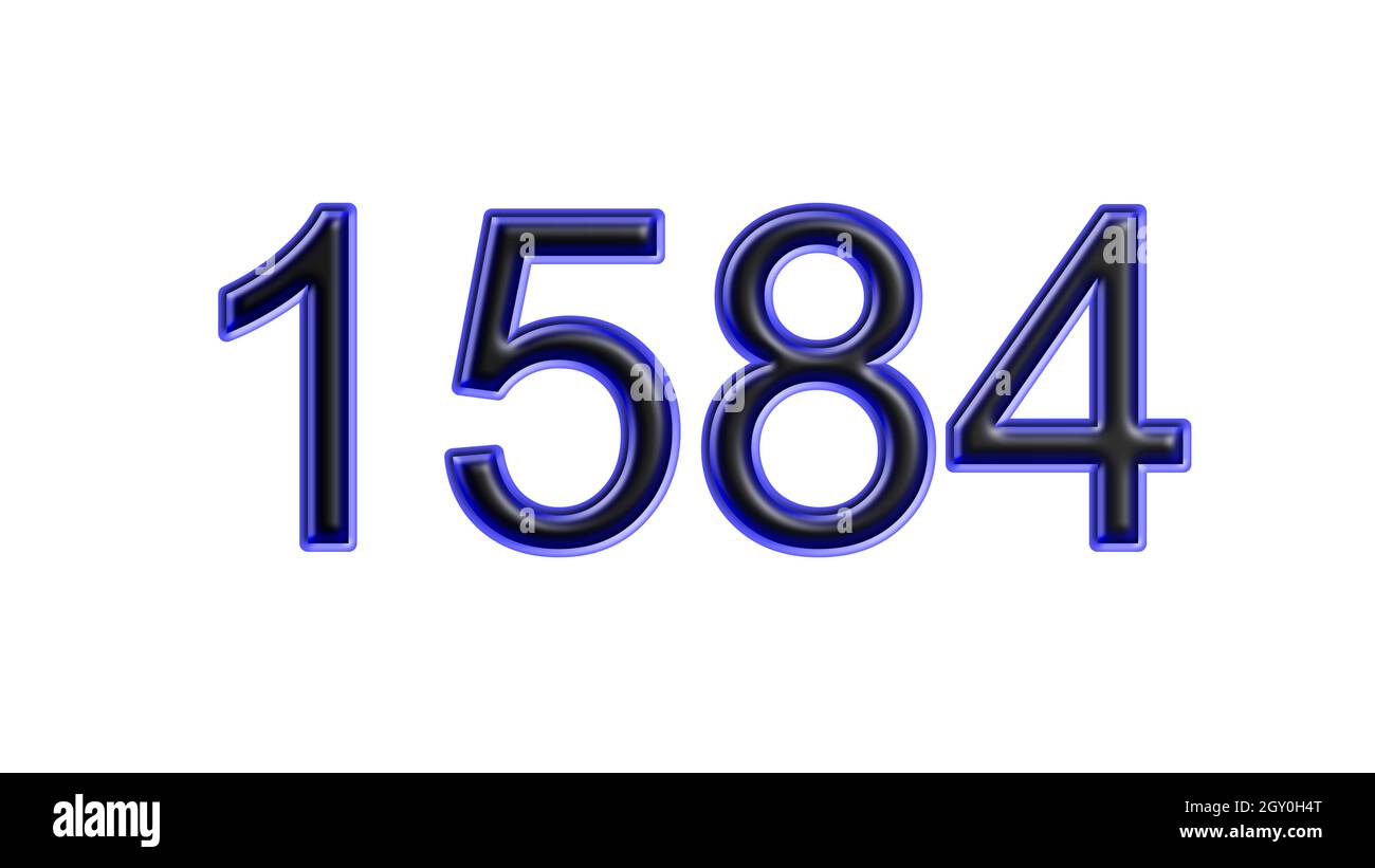 blue 1584 number 3d effect white background Stock Photo - Alamy