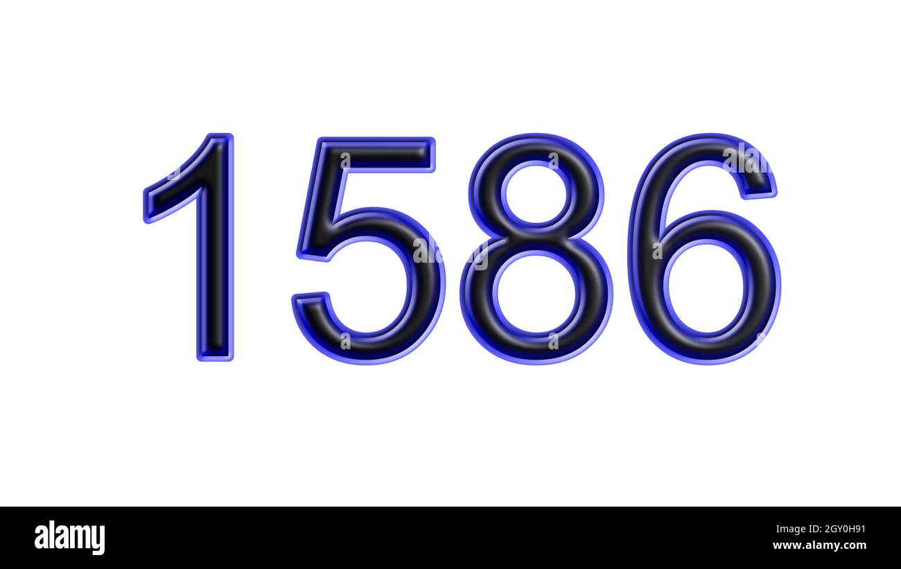 blue 1586 number 3d effect white background Stock Photo - Alamy