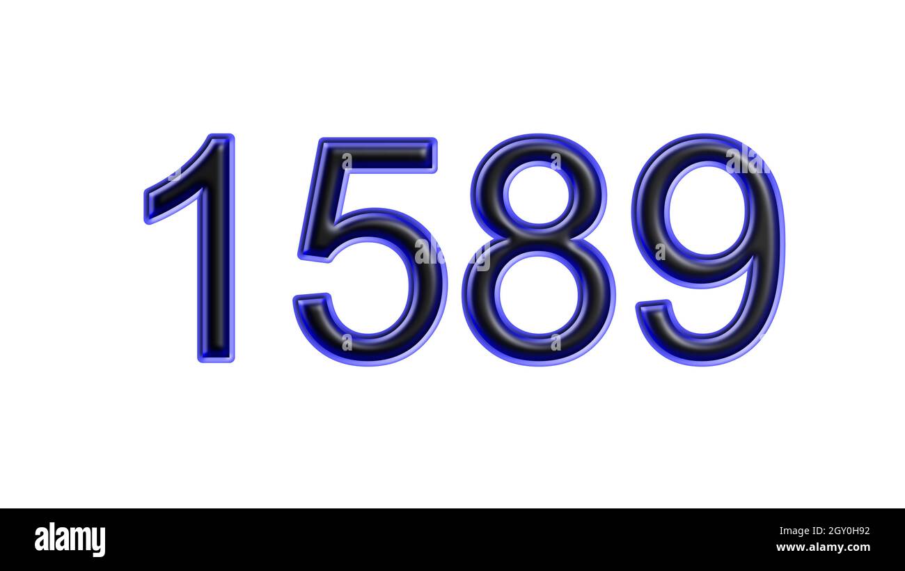 blue 1589 number 3d effect white background Stock Photo - Alamy