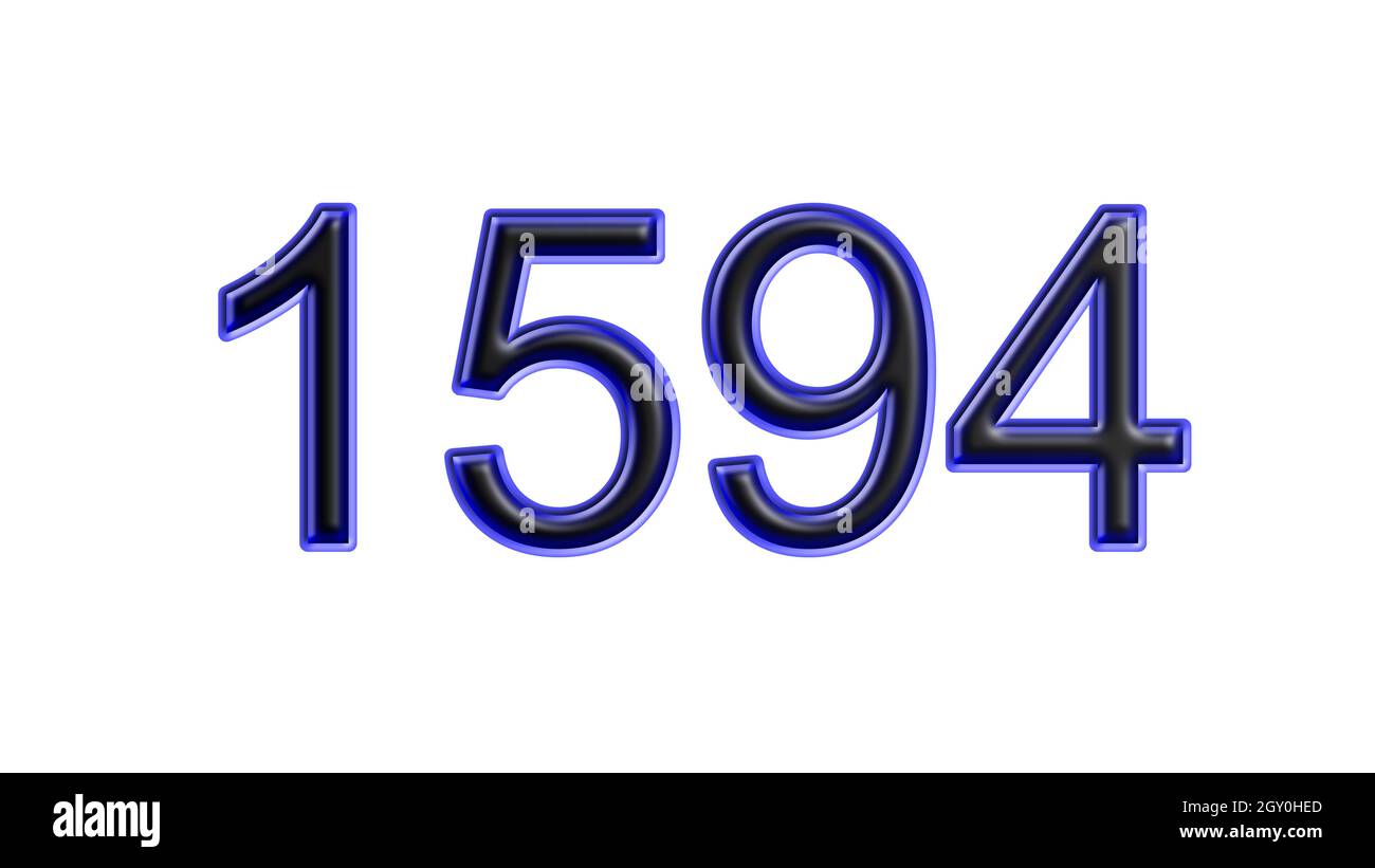 blue 1594 number 3d effect white background Stock Photo - Alamy
