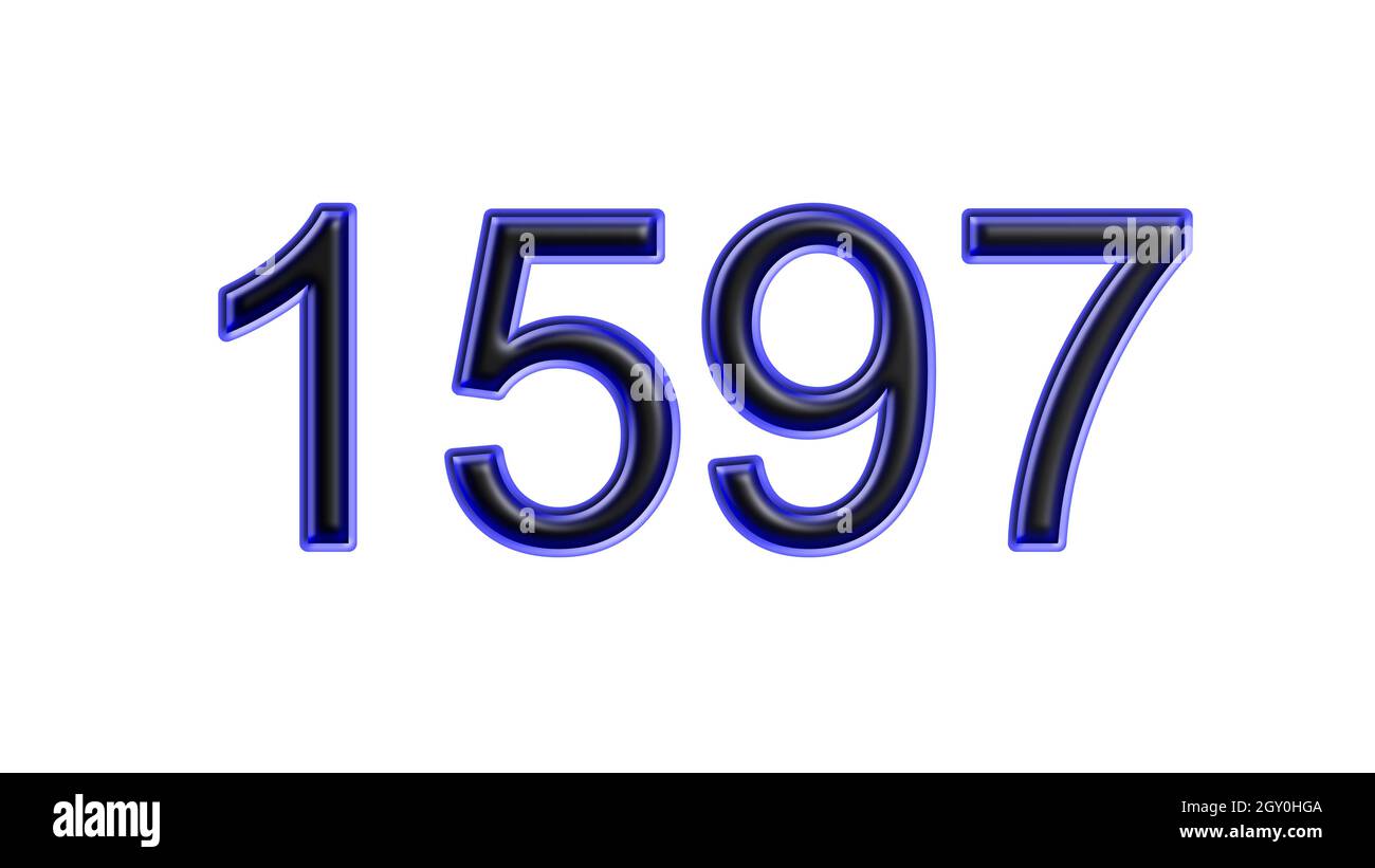 blue 1597 number 3d effect white background Stock Photo - Alamy