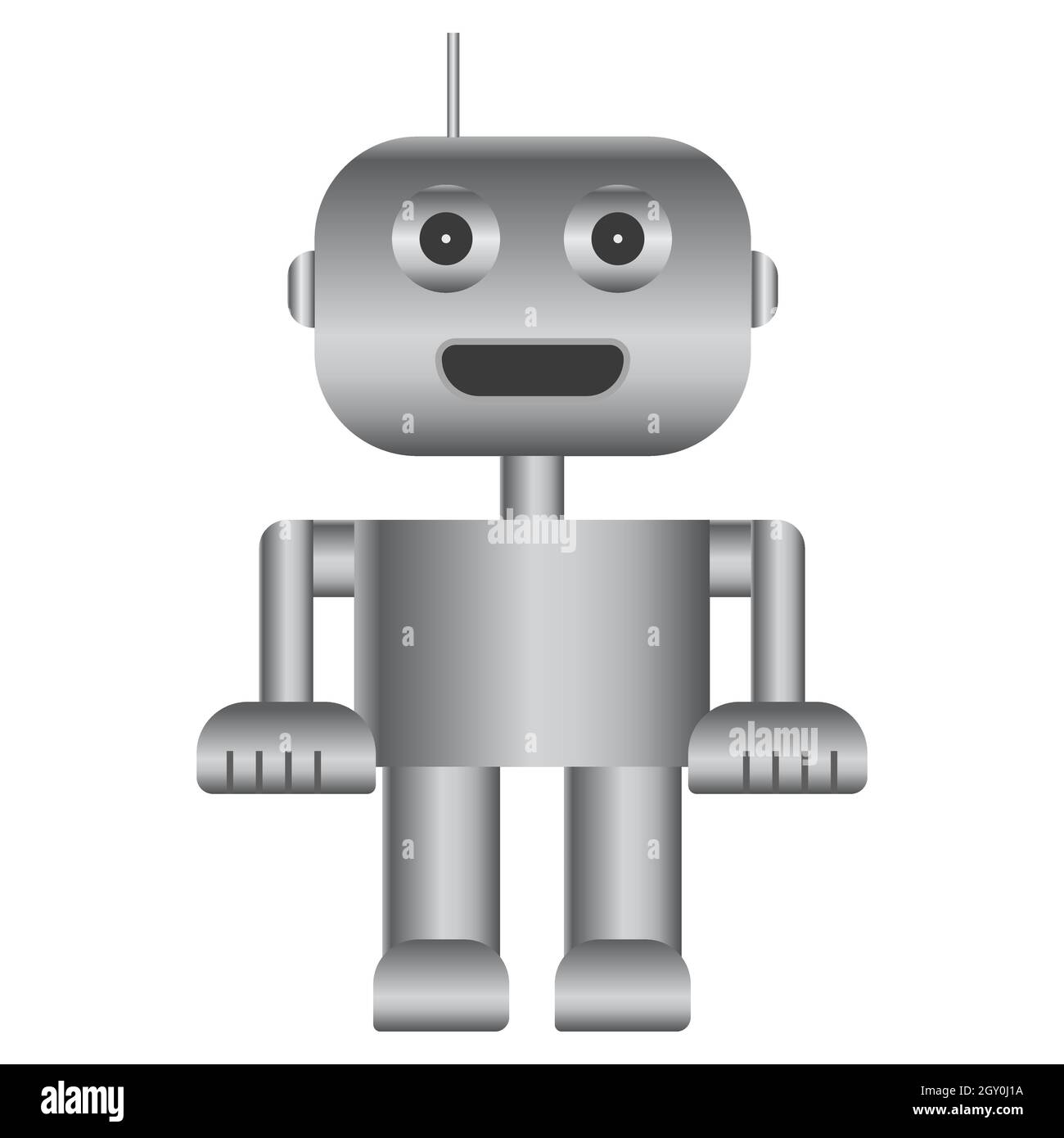 Simple robot with gray gradient isolated on white. Droid icon. Vector ...