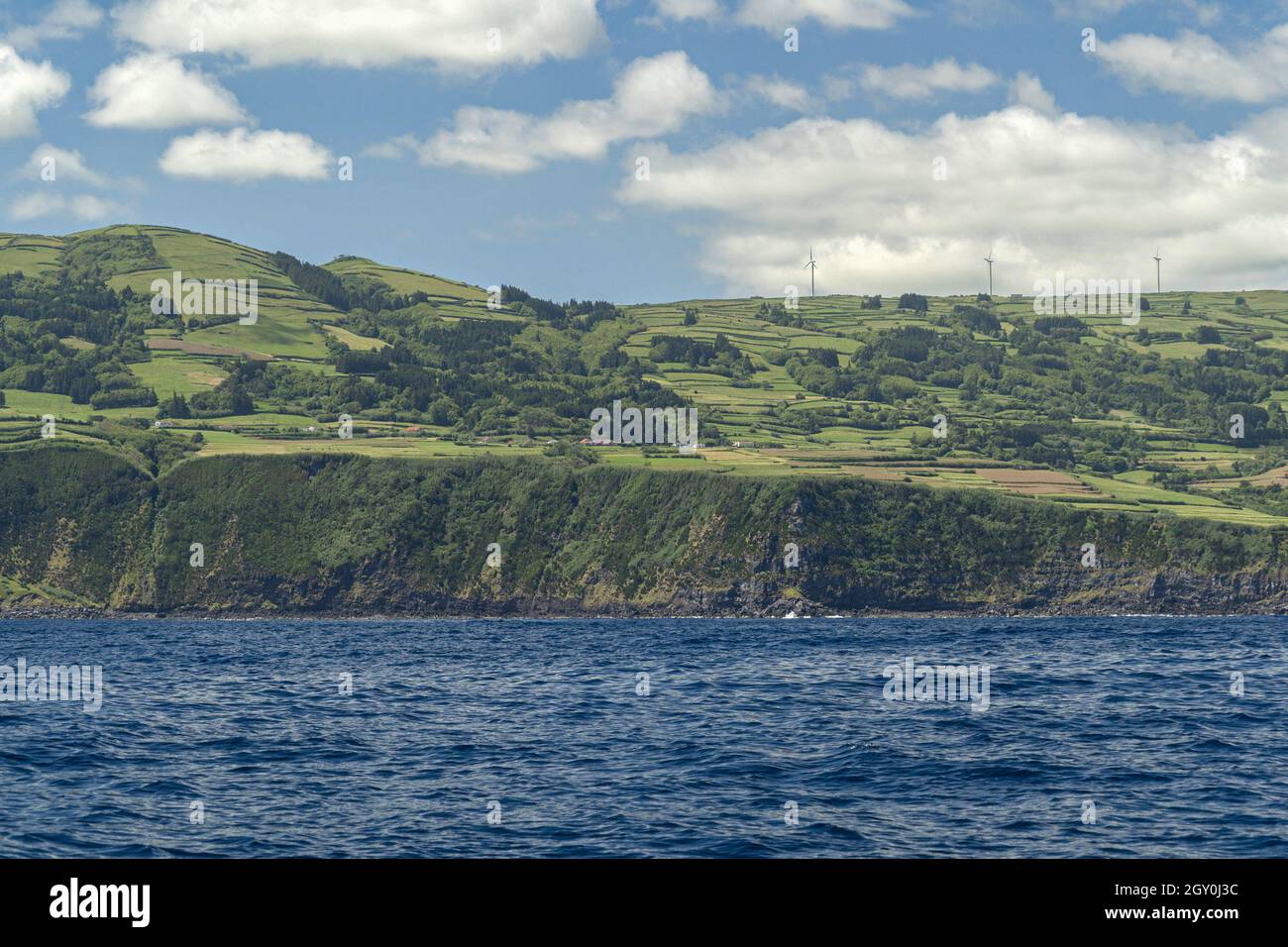 faial island azores cliff view from the sea landscape Stock Photo - Alamy