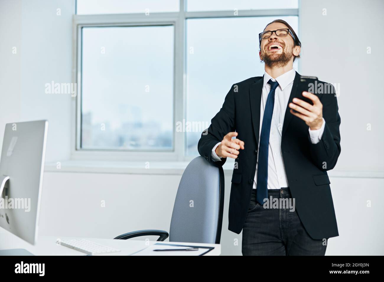 businessman an official is working at the computer technologies Stock ...