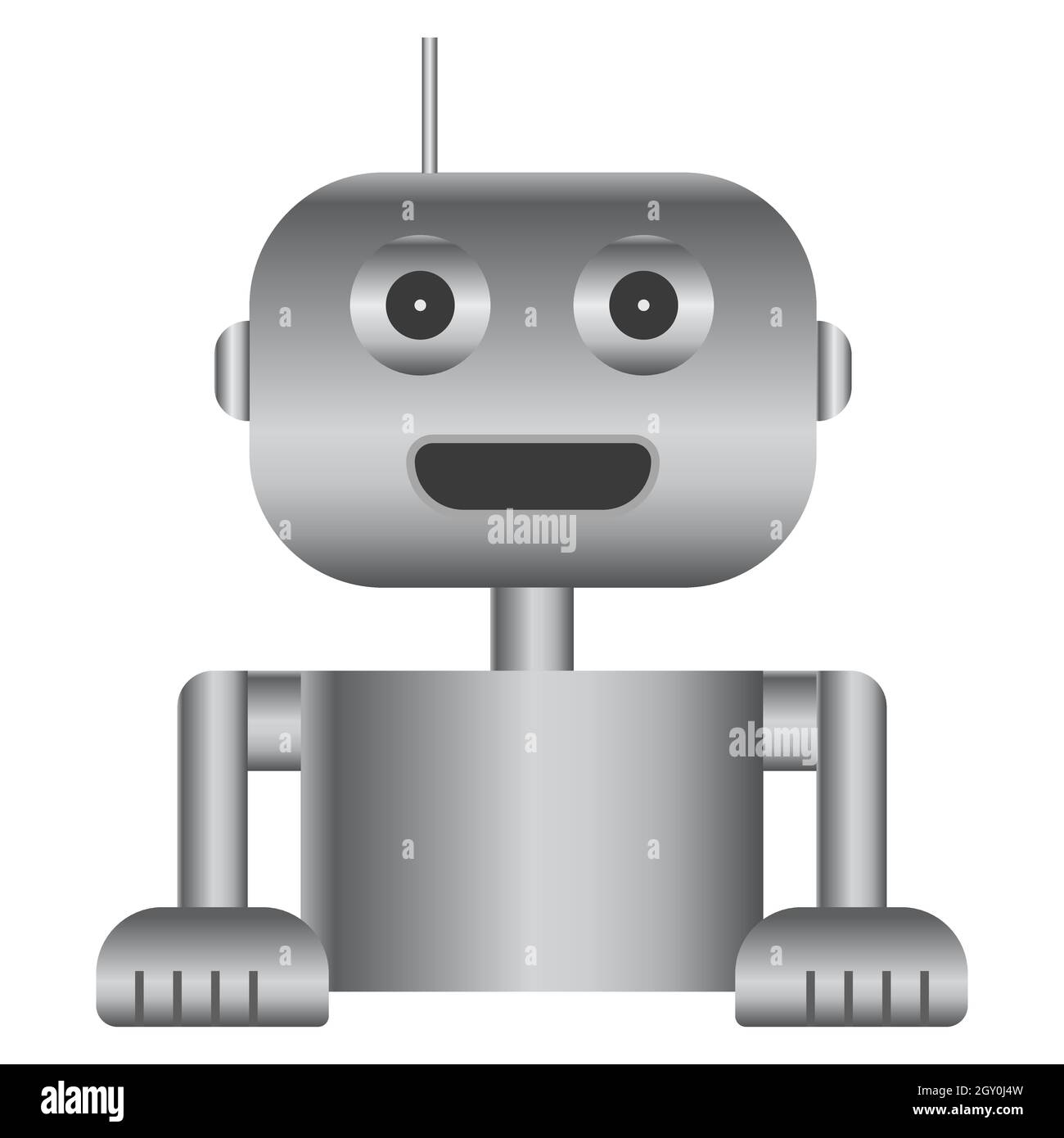 Top half of simple robot with gray gradient isolated on white. Droid ...