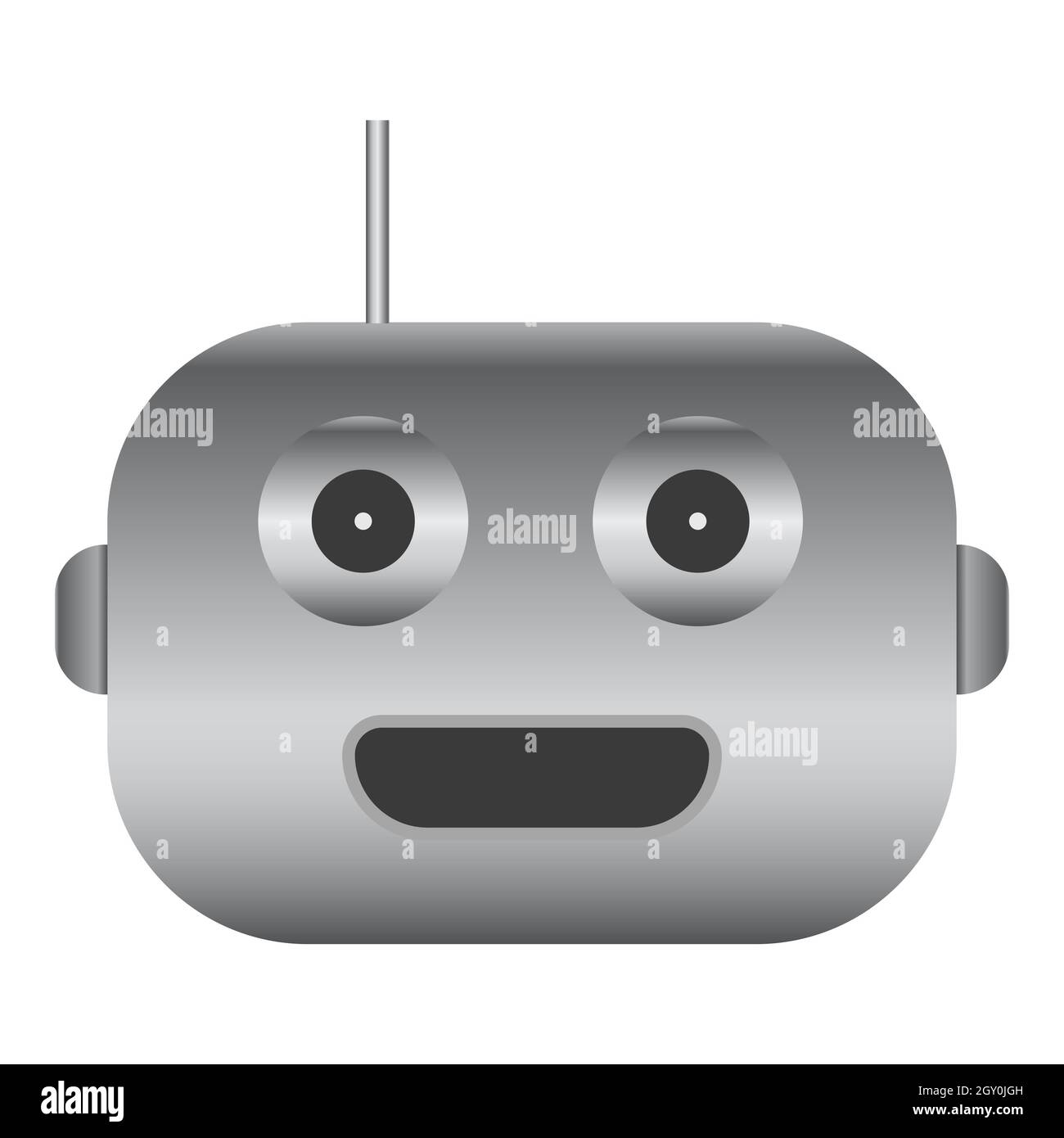 Simple robot head with gray gradient isolated on white. Droid icon ...