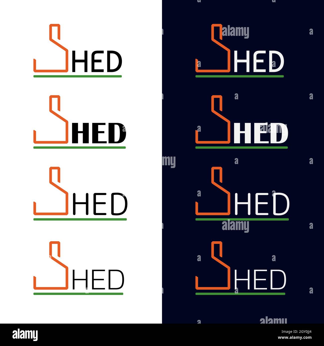 Set of colored logo or icon concept for garden shed business. Toolhouse ...