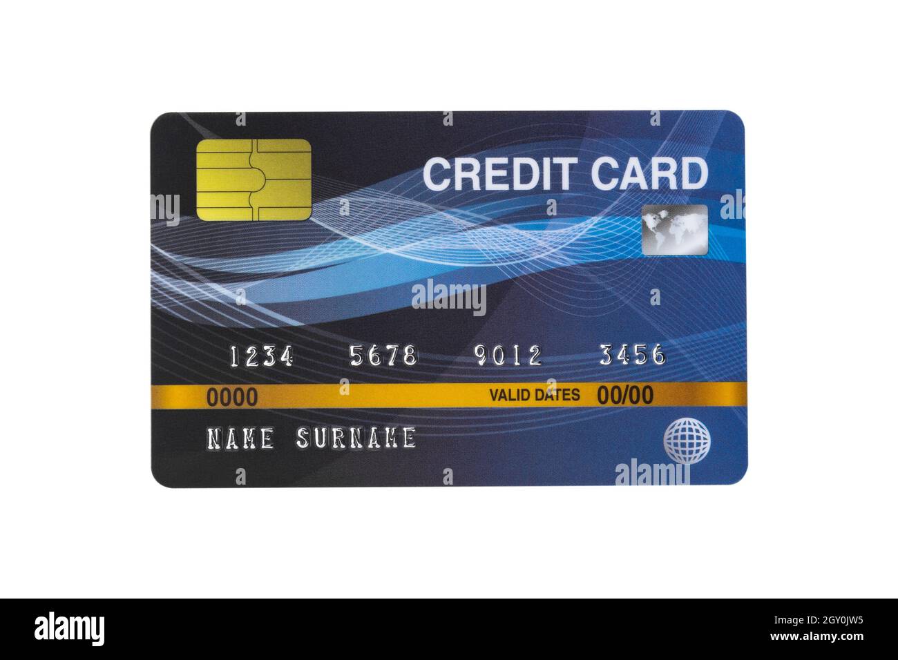 Blue Credit Card isolated on white background with clipping path Stock ...