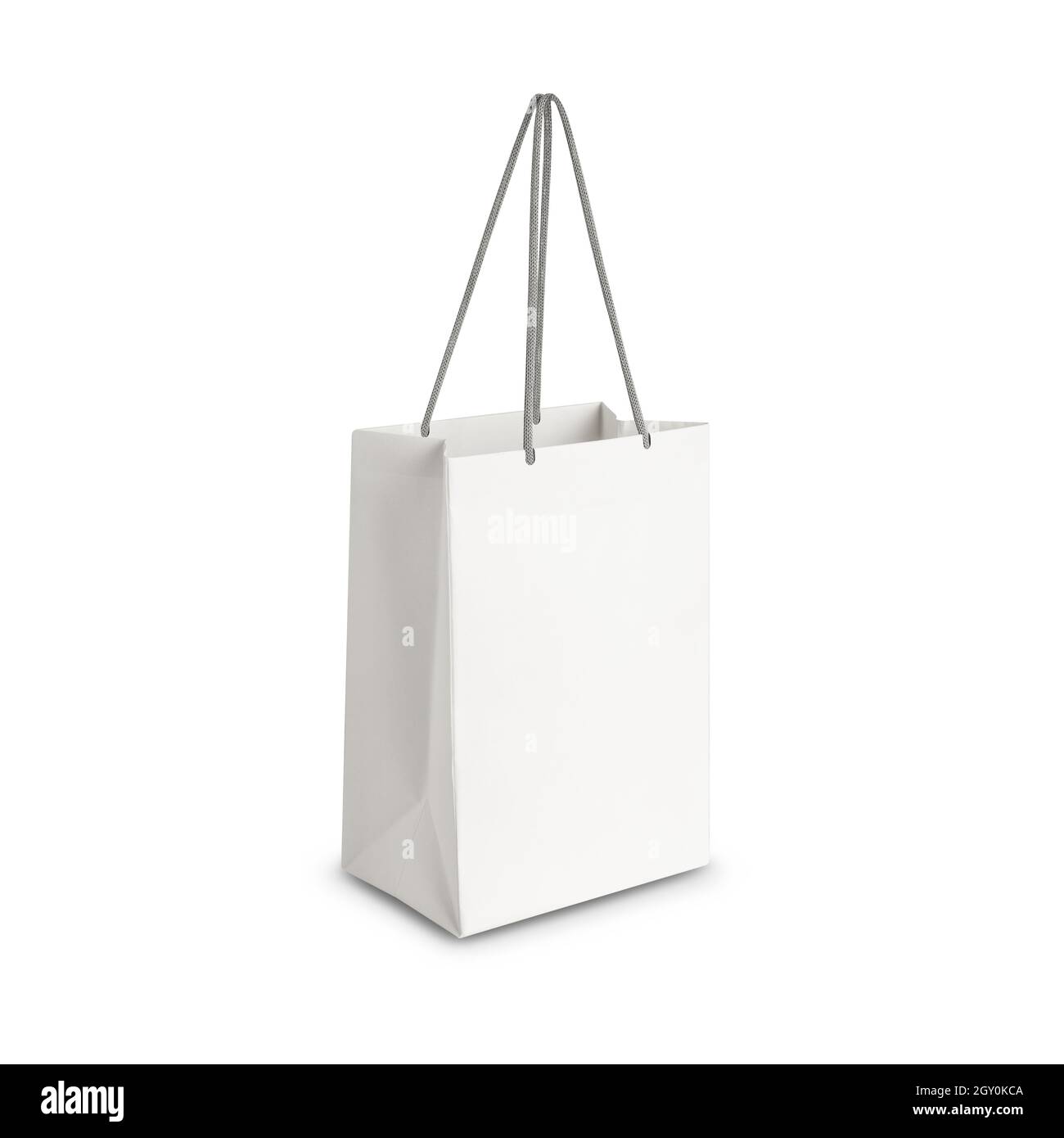 White paper shopping bag side view isolated on white background with ...