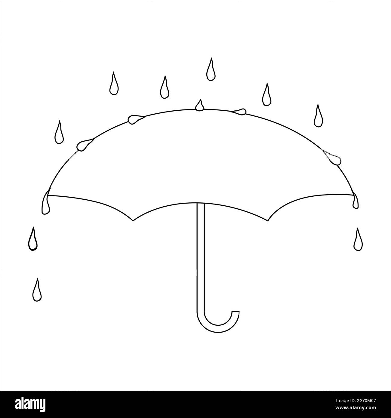 Simple outline umbrella icon with dripping drops isolated on white ...