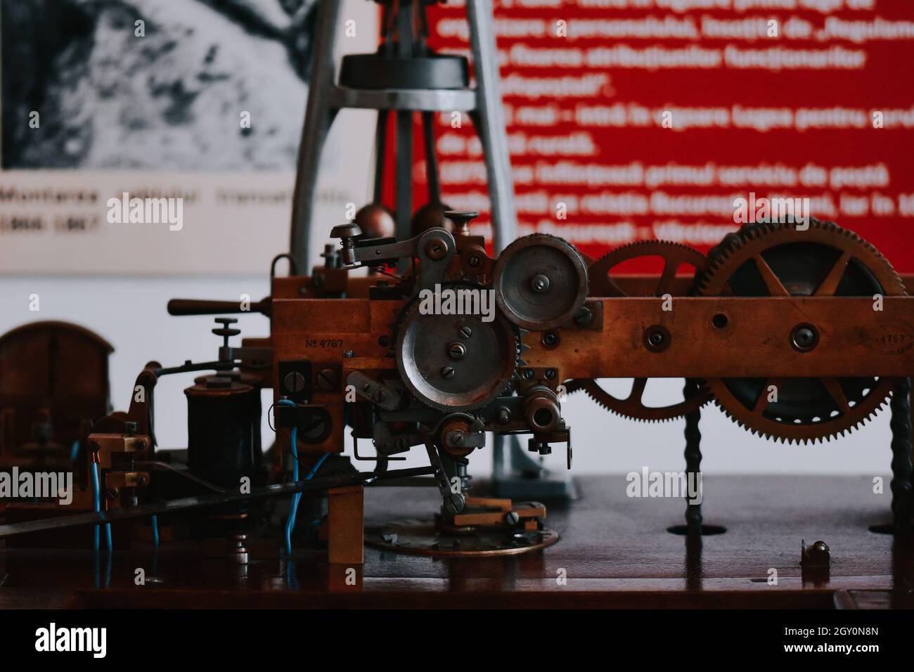 Piece of old equipment with gears displayed at the Science and ...
