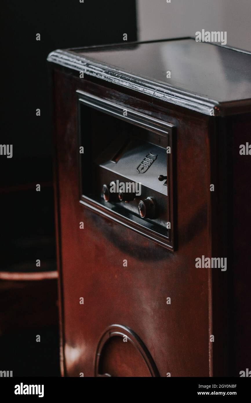 Old radio reception device displayed at the Science and Technology ...