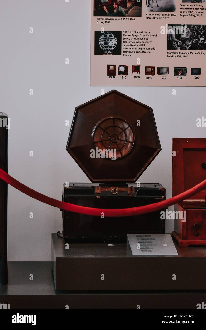 Old radio reception device displayed at the Science and Technology ...