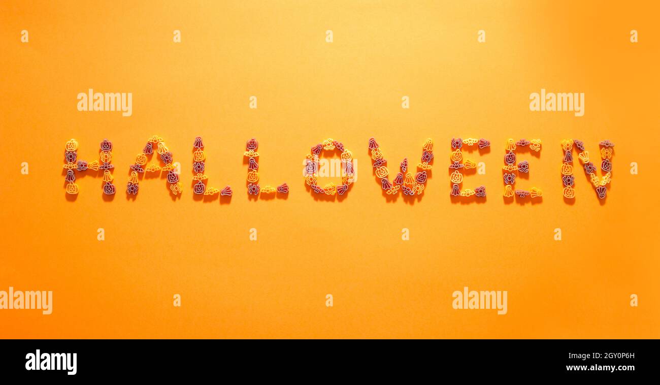 Halloween words. Letters for children in the form of a bat, pumpkin and ...