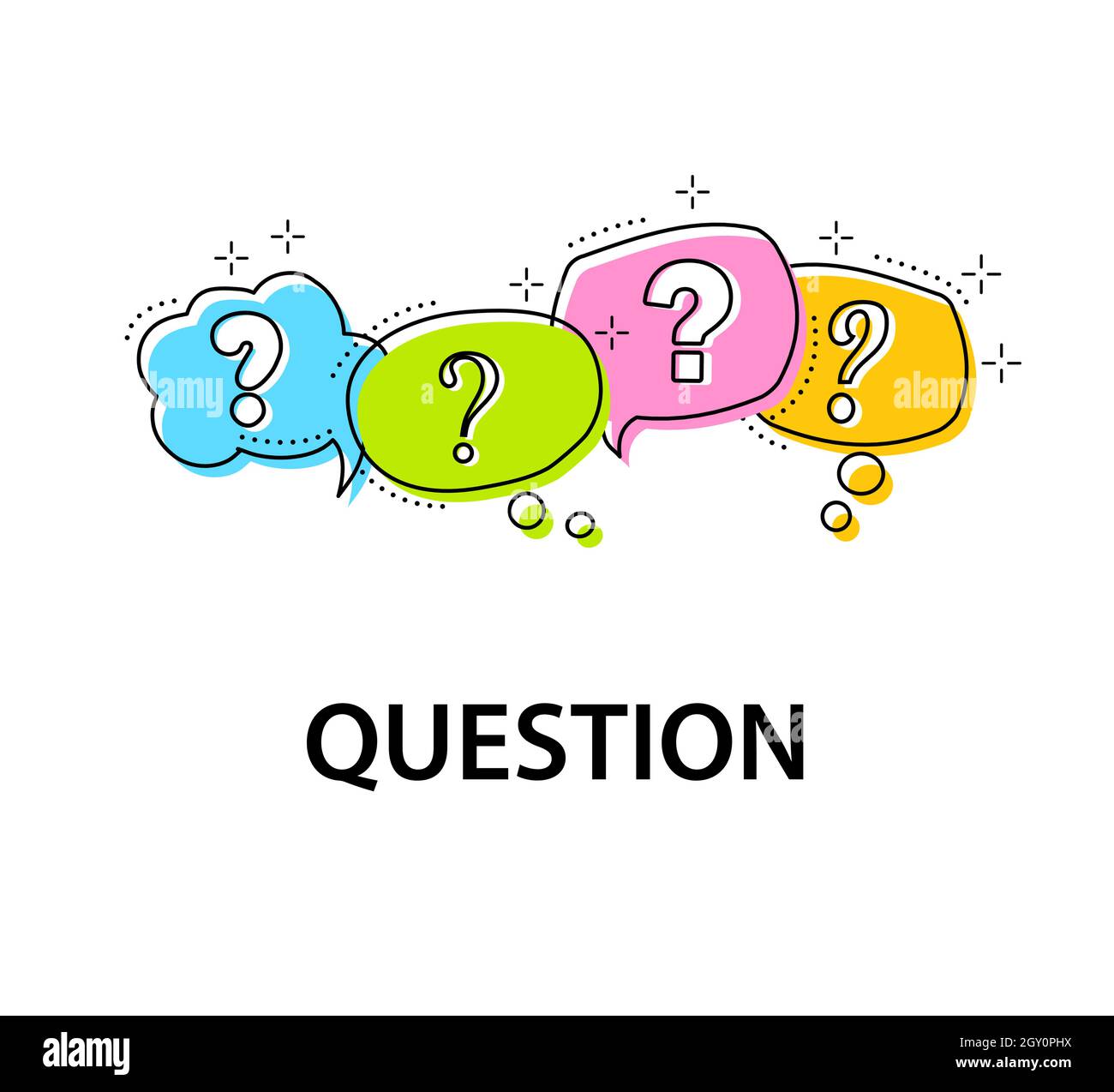 Question mark icon in color speech bubble. Dialogue and questions sign ...
