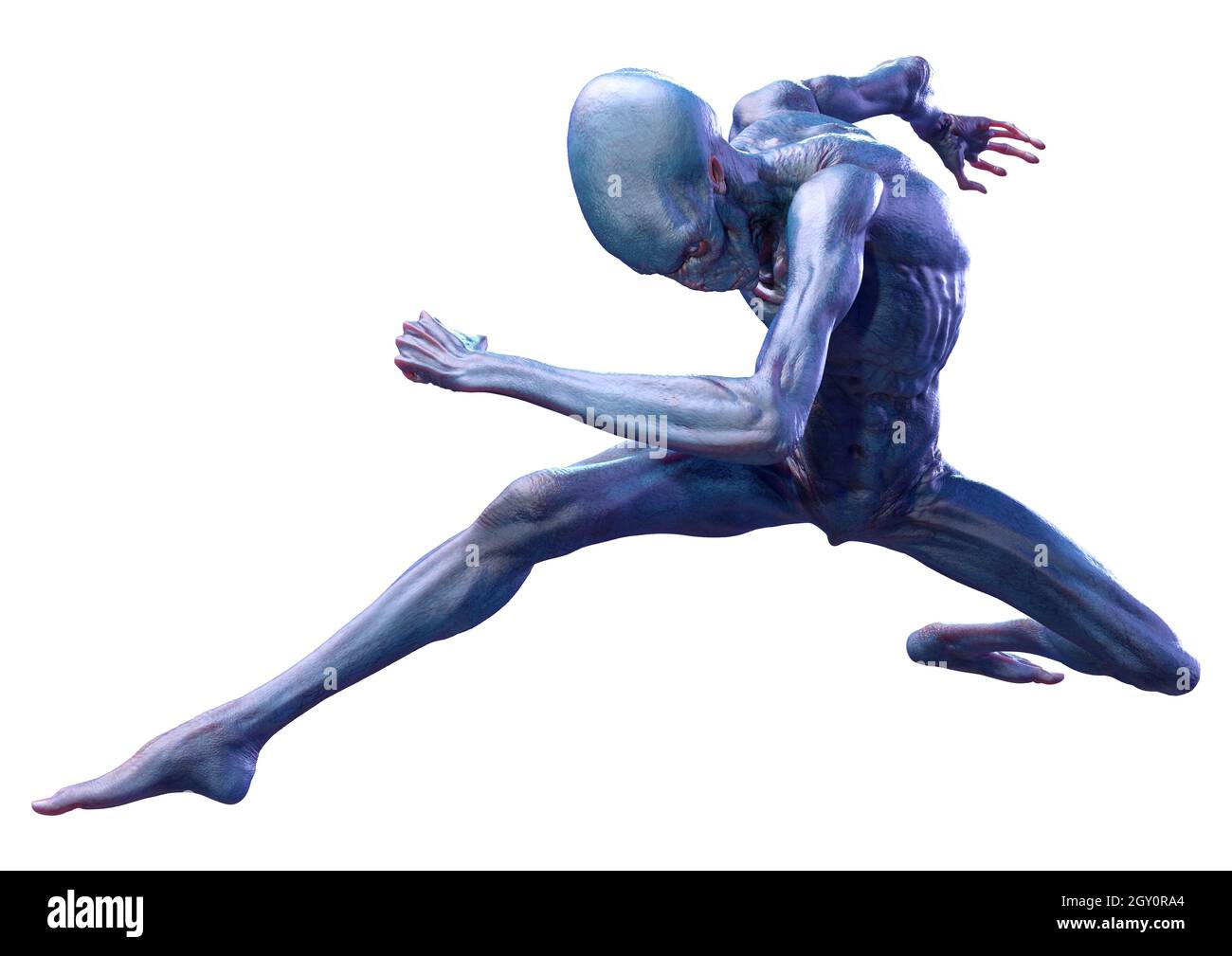 3D rendering of a blue male alien isolated on white background Stock ...