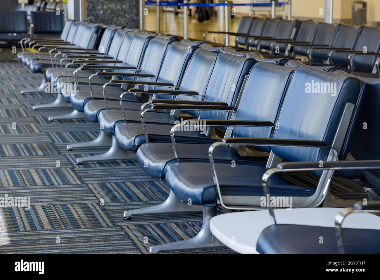 Empty airport departure lounge terminal waiting area with chairs Stock ...