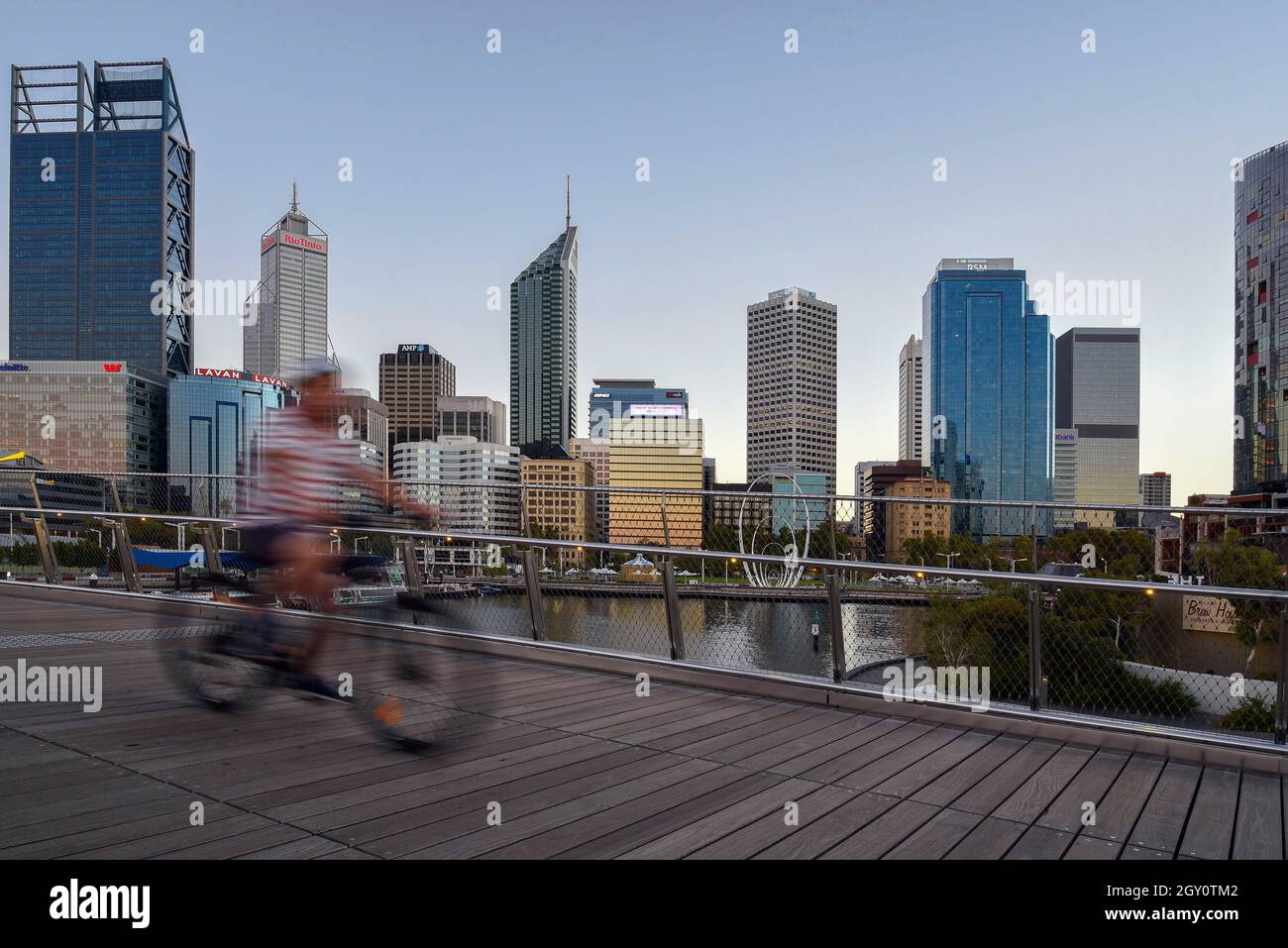 Western Australia, Perth. The pedestrian bridge of the Elizabeth Quay ...