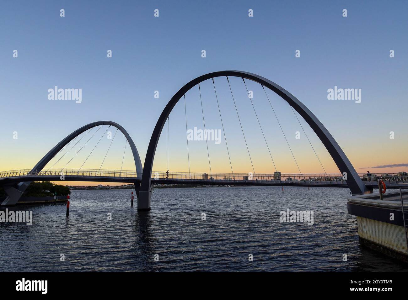 Western Australia, Perth. The pedestrian bridge of the Elizabeth Quay ...