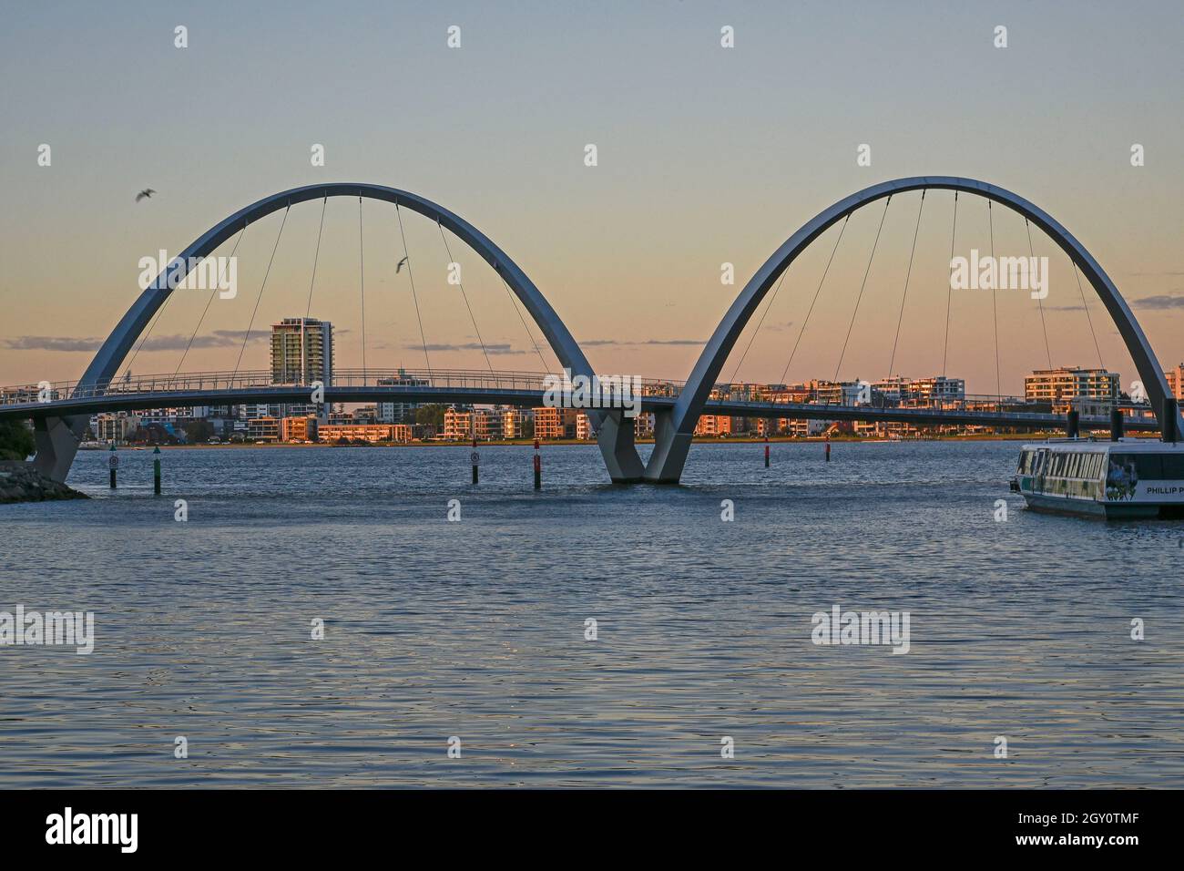 Western Australia, Perth. The pedestrian bridge of the Elizabeth Quay ...
