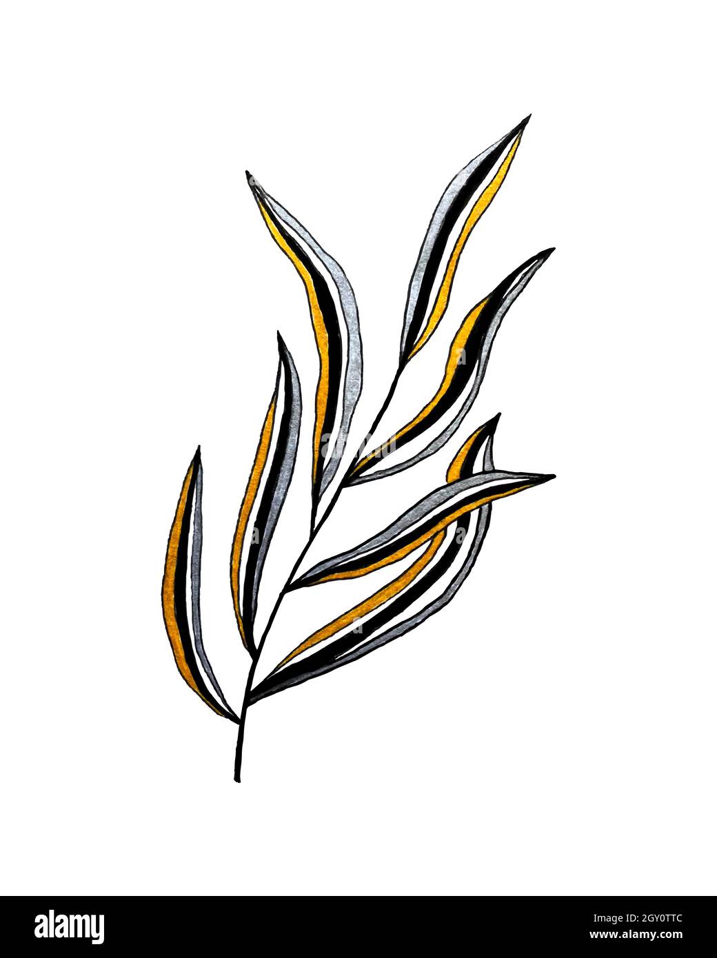 Branch decorative striped doodling, tracing, element for design, decor ...